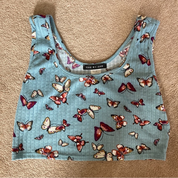 Dolls Kill | Tops | Butterfly Ribbed Tank Crop Top | Poshmark